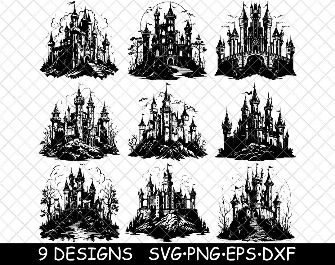 Medieval Castle Fantasy Gothic Dark Palace Vampire Viking Svg,dxf,eps ...