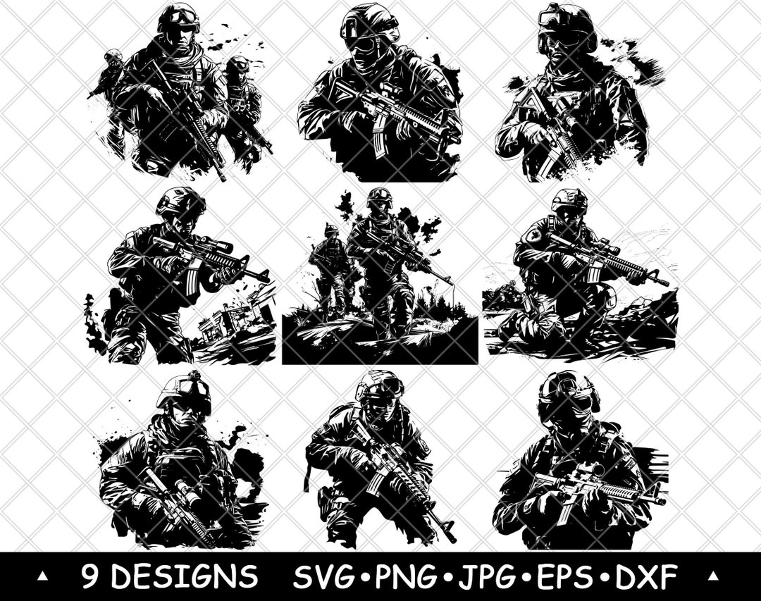 Military Operation War Armed Soldiers Army Troop Veteran Laser File SVG ...