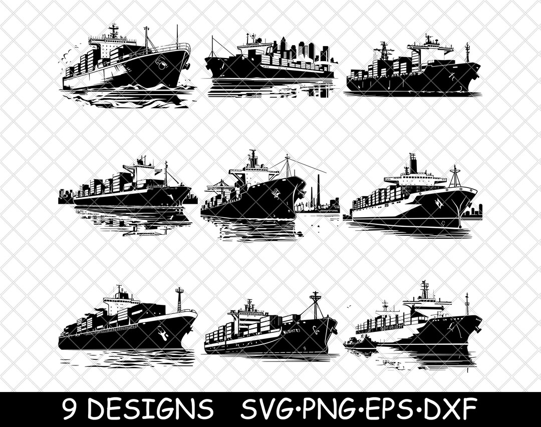 Container Cargo Ship Freight Vessel Carrier Boat Transport Goods Svg ...