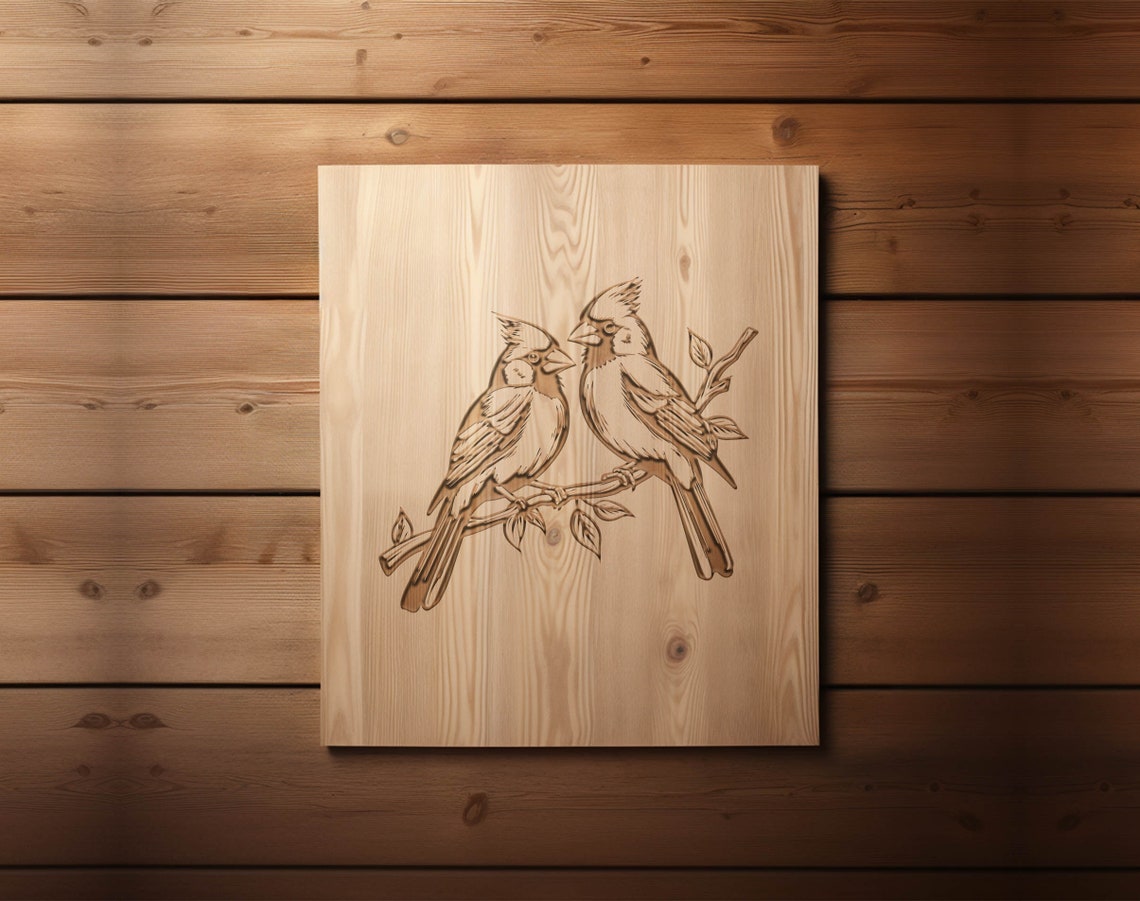 Cardinal Birds Pair Couple Mating Season Red Breed Wild Laser File SVG ...