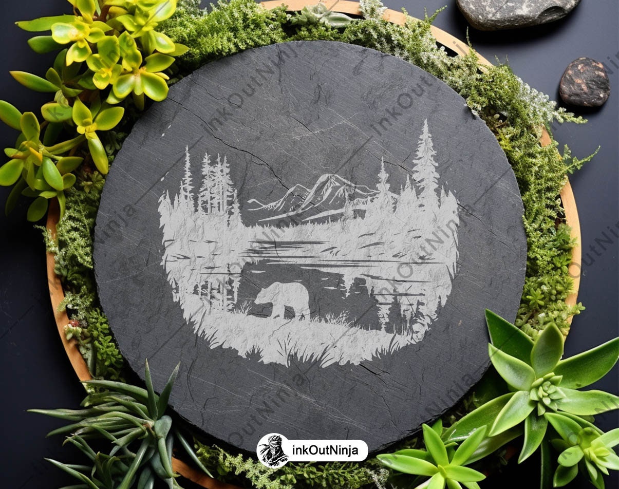 Lake Clark Alaska Grizzly Bear Scene Wilderness Mountain SVG for ...