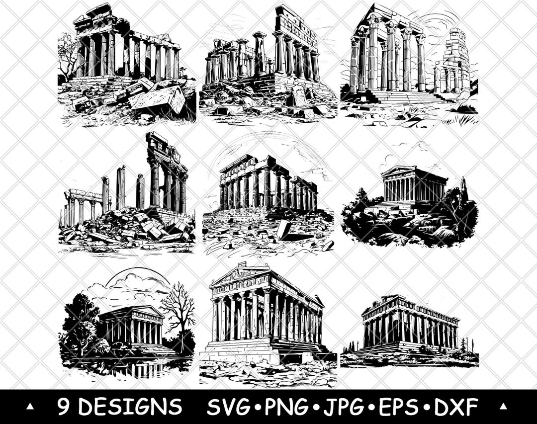 Greek Temple Hera Ancient Olympia Goddess Monument Ruins Laser File SVG ...