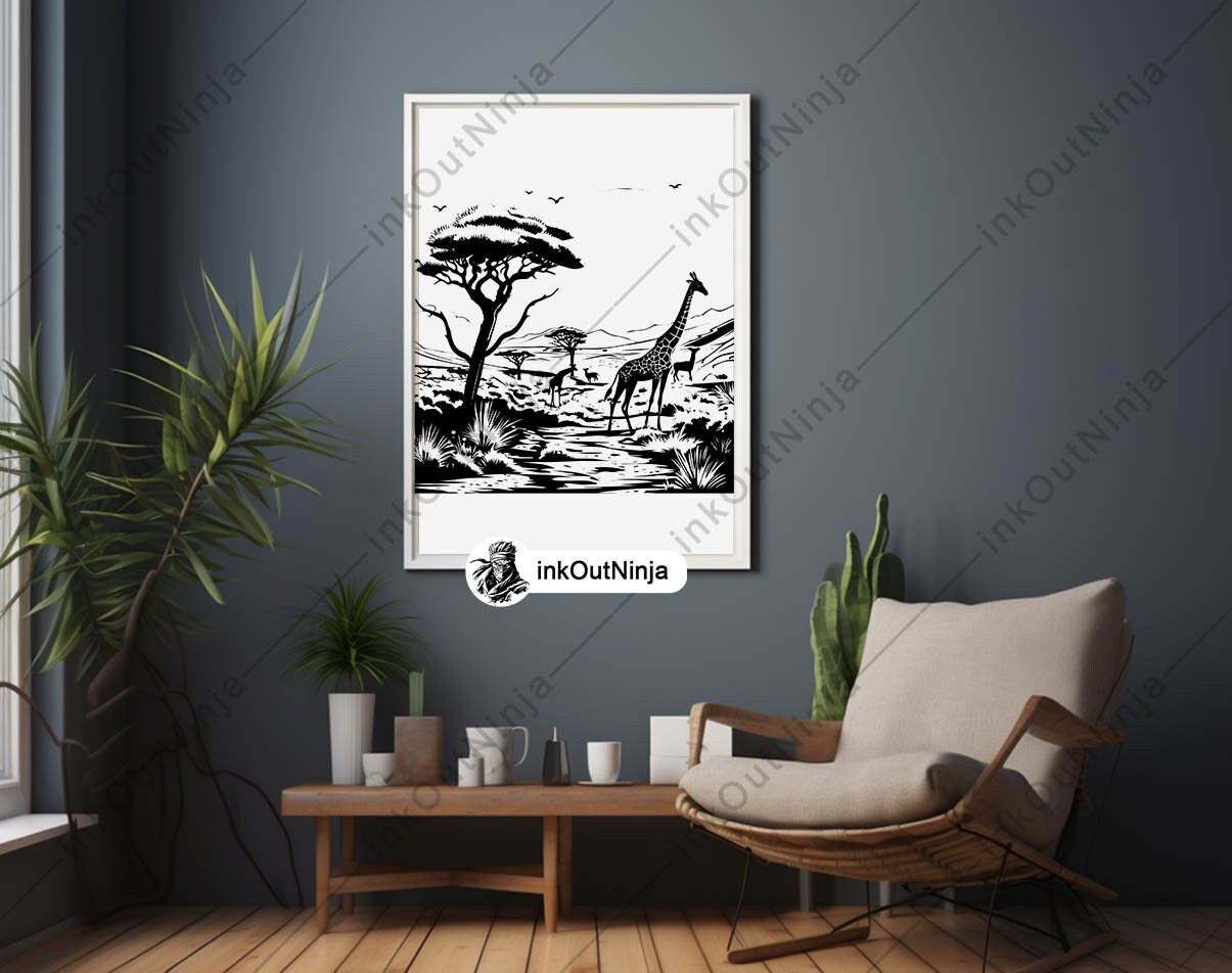 Safari Landscape Bundle African Savanna Acacia Plains Wildlife Scenery ...