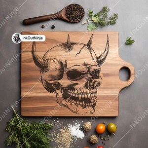 Spiky Demon Skull Horned Evil Monster Skeleton Halloween Laser File SVG ...