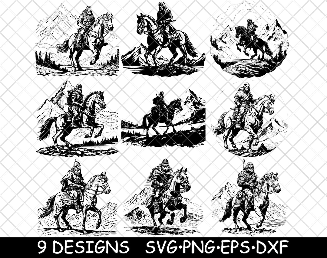 Viking Norse Valhalla Knight Horsemen Medieval Scene Board Coaster ...