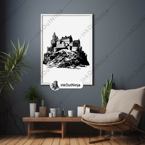Edinburgh Castle Scotland Fortress Scottish Palace Coaster Black White ...