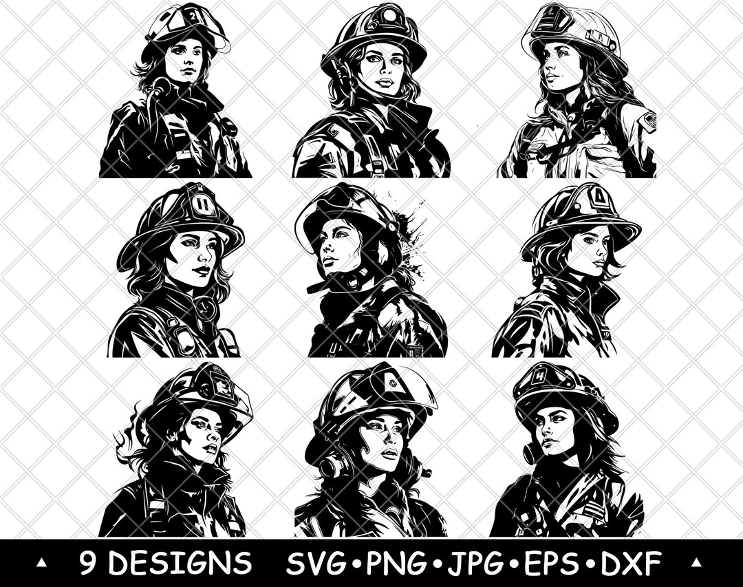 Female Firefighter SVG Bundle | Strong Women First Responder Clipart ...