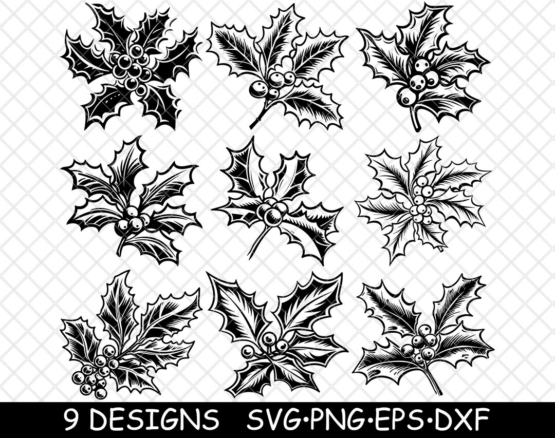Christmas Holly Yuletide Holiday Decor Ornament Leaves Laser File SVG ...