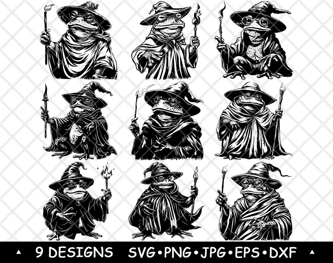 Wizard Frog Fantasy Toad Magical Animal Cartoon Sorcerer Laser File SVG ...