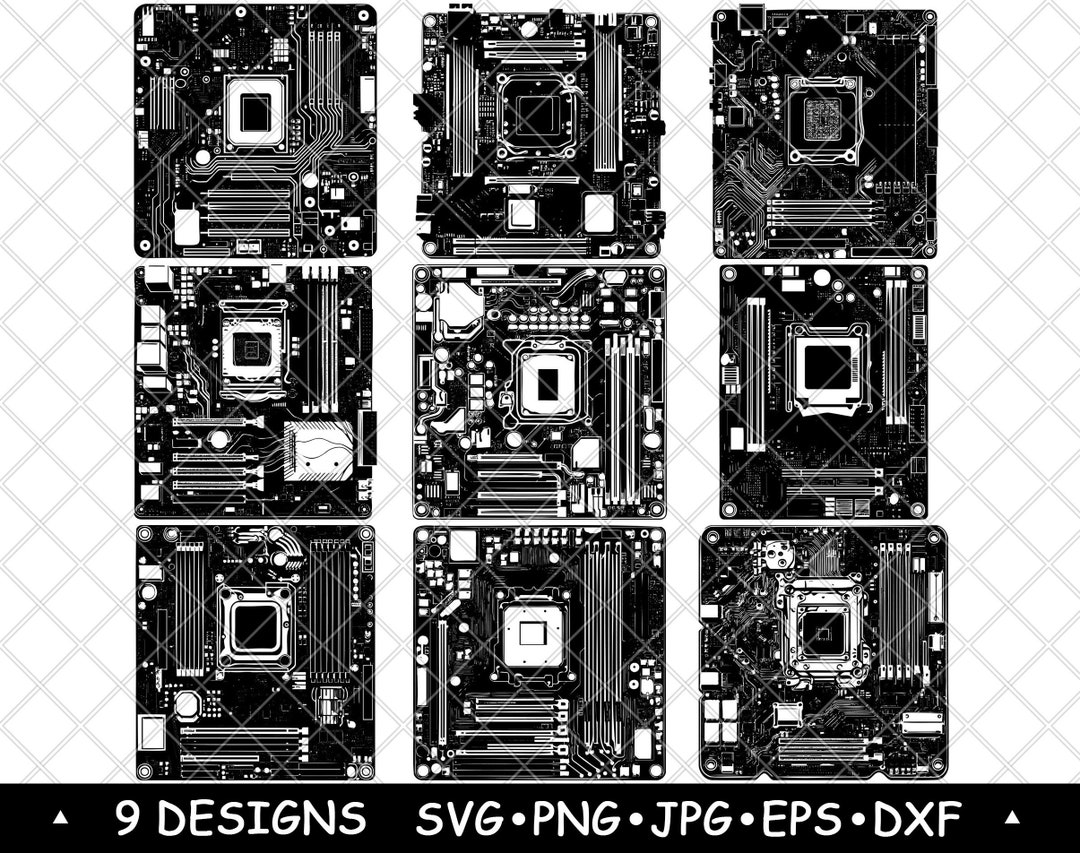 Motherboard Mainboard Computer Components Micro Atx Tech Laser File SVG ...
