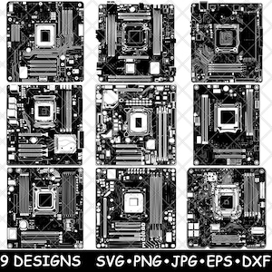 Motherboard Mainboard Computer Components Micro Atx Tech Laser File SVG ...