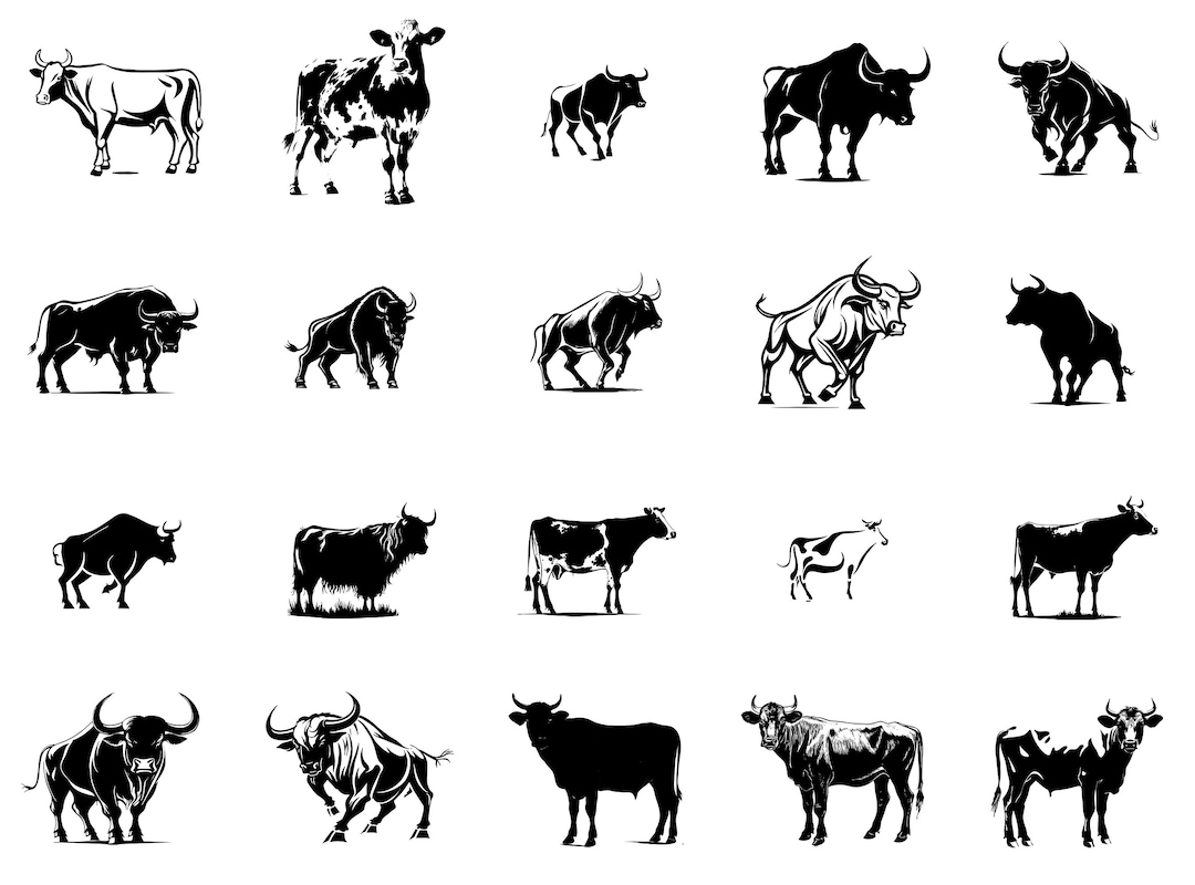 20 Cow and Bull Designs Bundle PNG SVG EPS Dxf Files for - Etsy