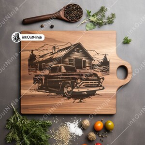 Rustic Barn Farm Ranch Yard Scene Truck Old Rural Vintage Classic Svg ...