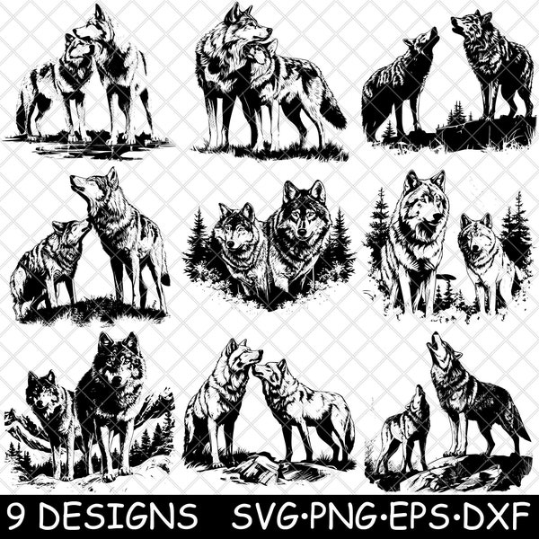 Wolf Couple Svg - Etsy