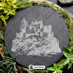 Edinburgh Castle Scotland Fortress Scottish Palace Coaster Black White ...