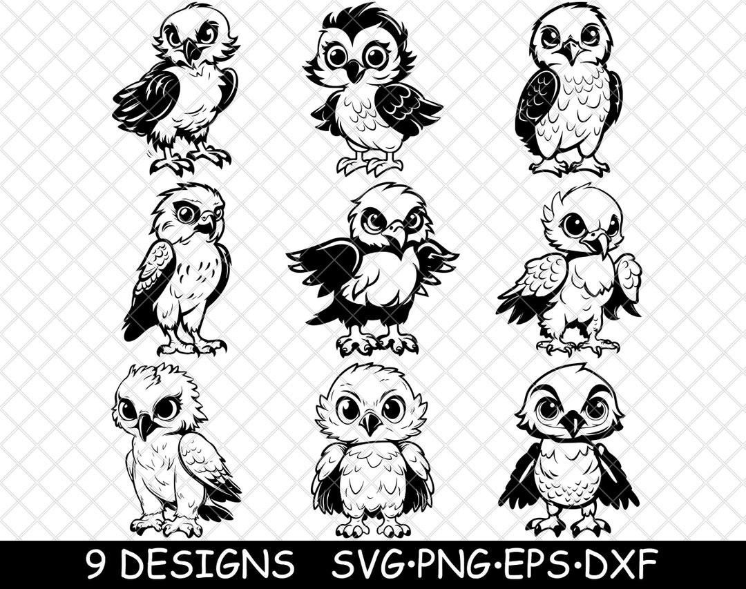 Cute Baby Hawk Hatchling Adorable Raptor Chick Face Young Prey Svg,dxf ...