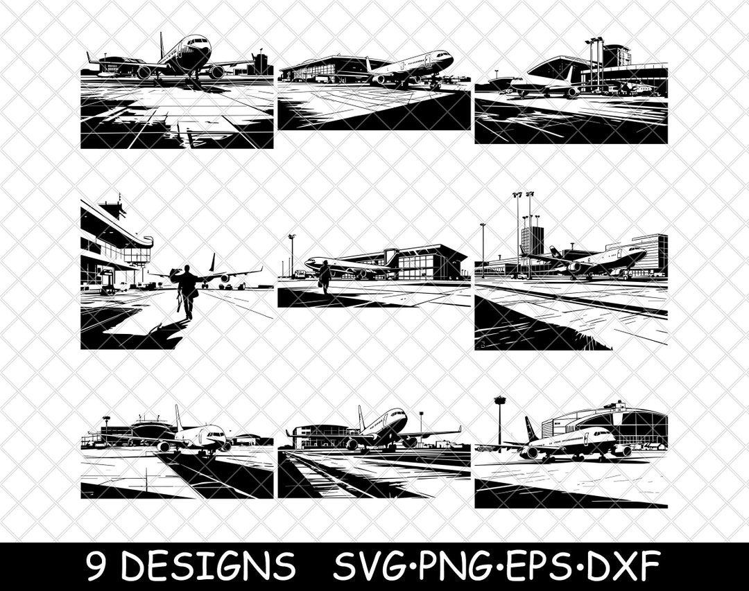 Runway Airport Aviation Plane Landing Airfield Jet Track Laser File SVG ...