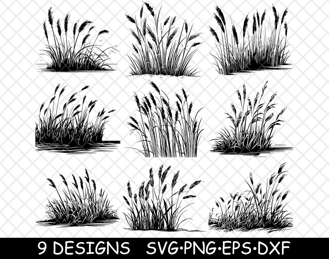 Reed Cane Bulrush Marsh Plant Grass Water Wetland Thatch Laser File SVG ...