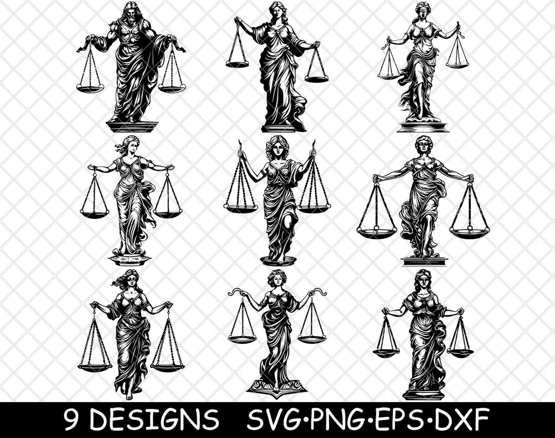 Justice Scale Balance Law Judge Symbol Lady Statue Coaster Black White ...