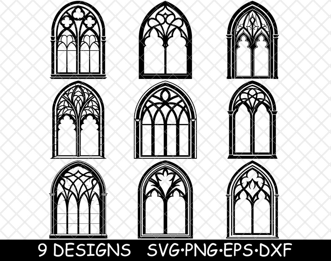 Gothic Medieval Ogee Arch Window Cathedral Vintage Church Tracery Svg ...