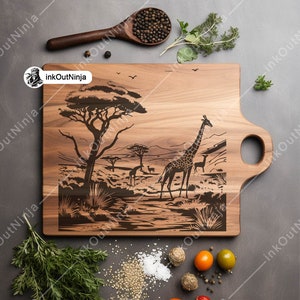 Kalahari Desert Scene Giraffe African Wild Bushveld Dune Laser File SVG ...