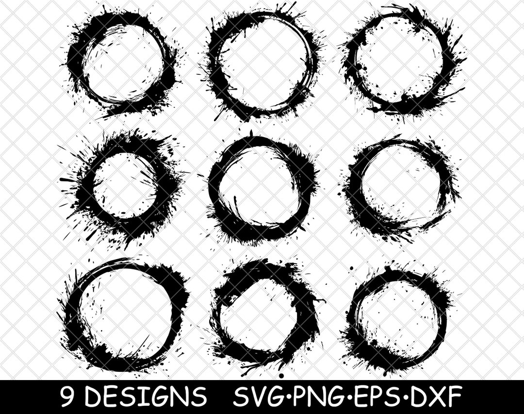 Brush Stroke Paint Artistic Brushwork Circle Splatter Hand Drawn Svg,dxf,eps,png,cricut ...