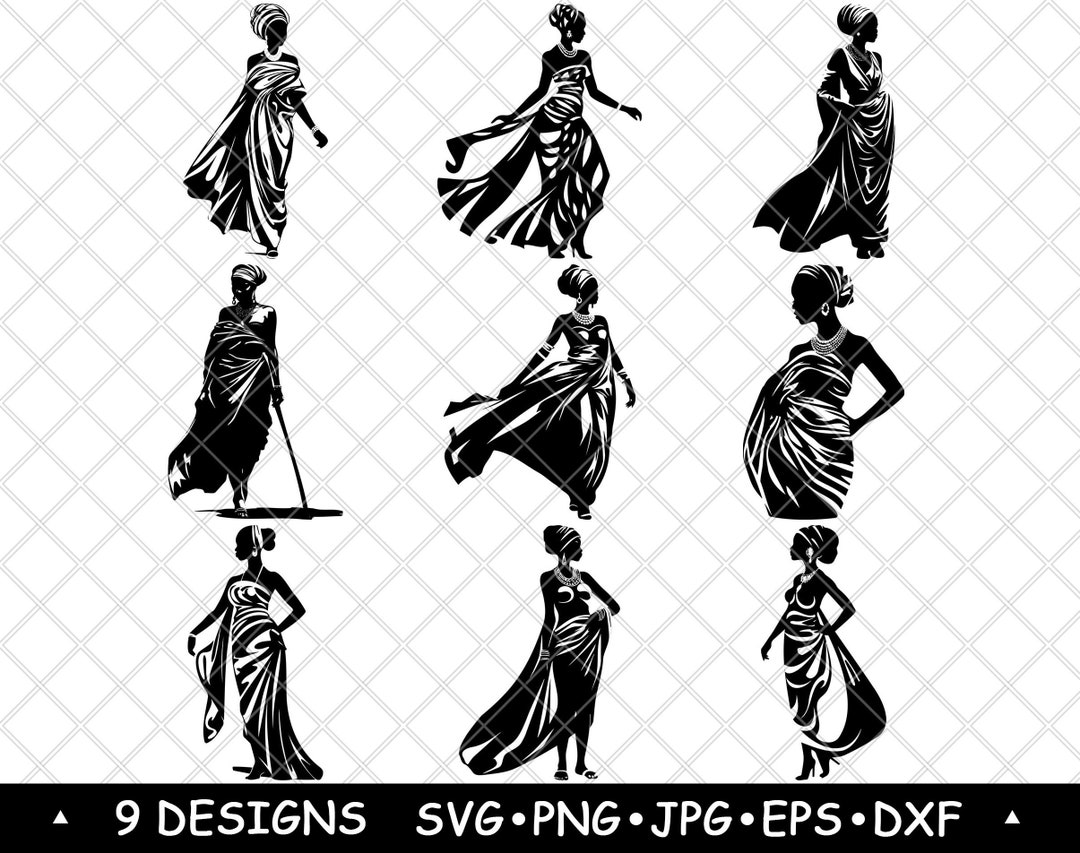 African Woman Ethnic Traditional Lady Afrocentric Female Laser File SVG ...