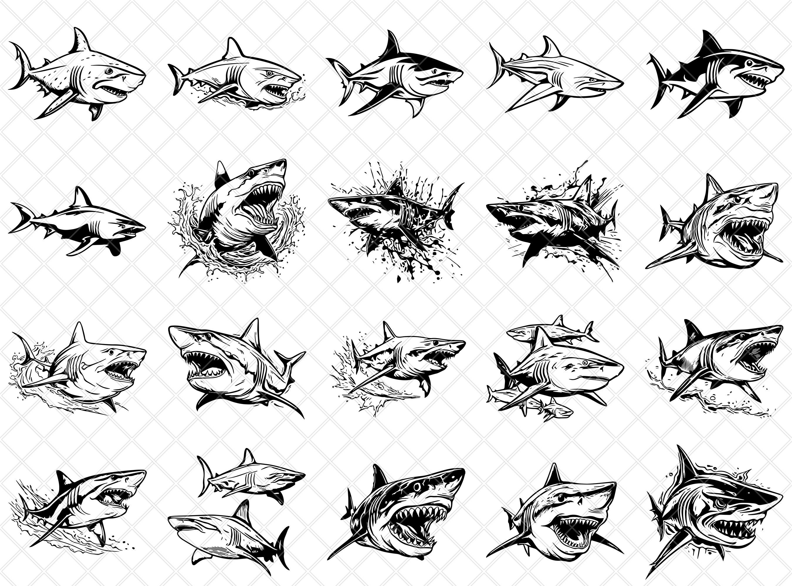 Bull Shark Bundle Shark Breaching, Shark SVG Cut Files-cricut-stickers ...