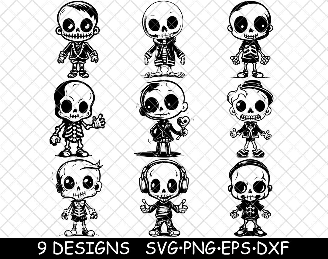 Cute Baby Skeleton Skull Spooky Halloween Creepy Doll Laser File SVG ...