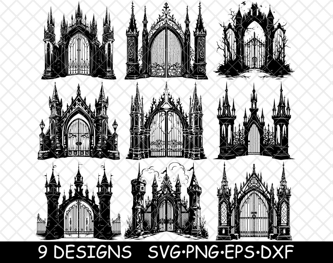 Gothic Castle Gate Medieval Iron Arch Fantasy Entrance Laser File SVG ...