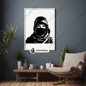 Muslim Woman Hijab Veil Burqa Female Cover Niqab Chador Laser File SVG ...