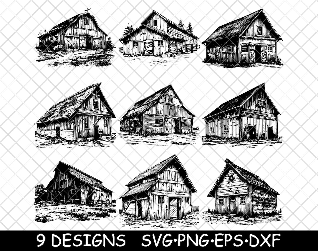 Old Rustic Barn Farm Ranch Cattle House Vintage Land Scene Shelter Svg ...