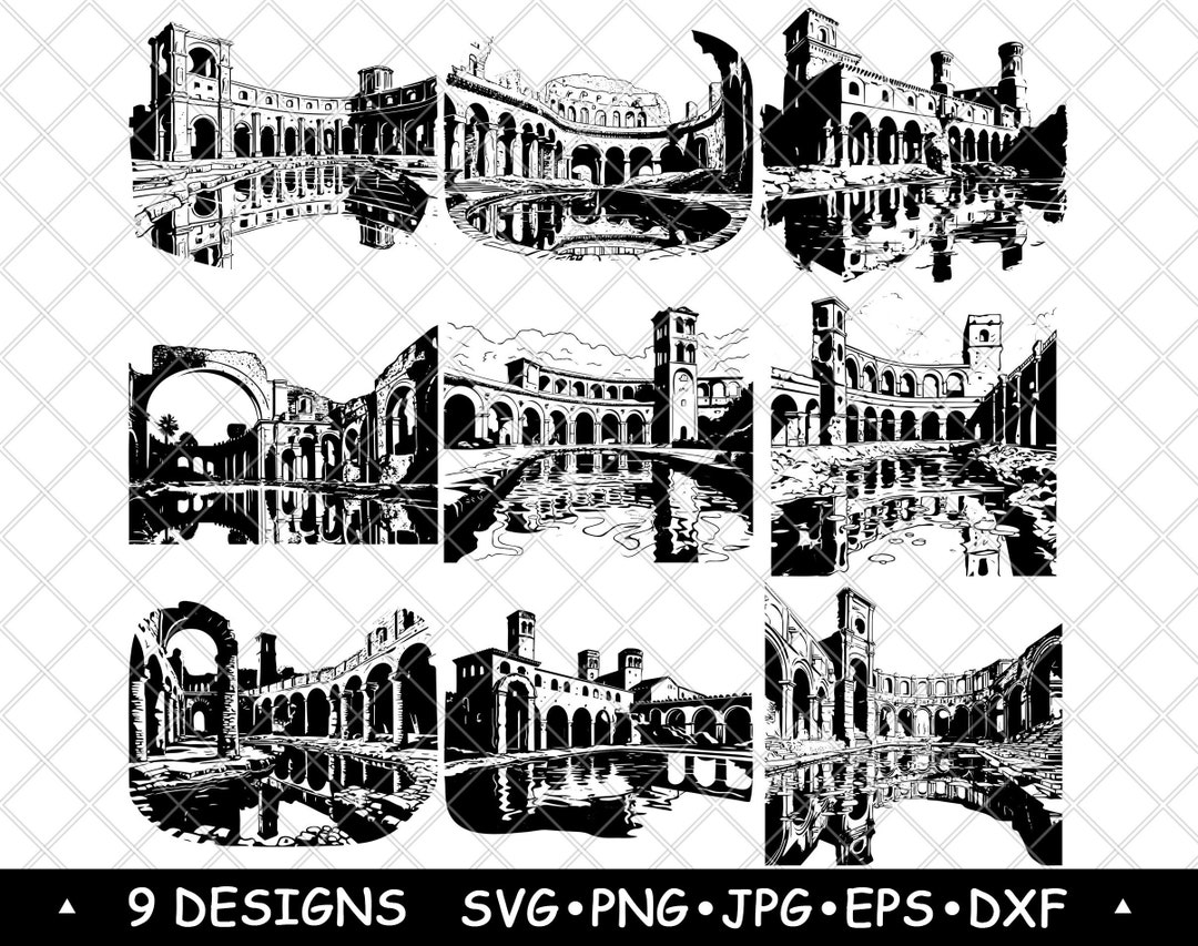 Caracalla Baths Ancient Roman Ruin Thermae Spa Antonines Laser File SVG ...