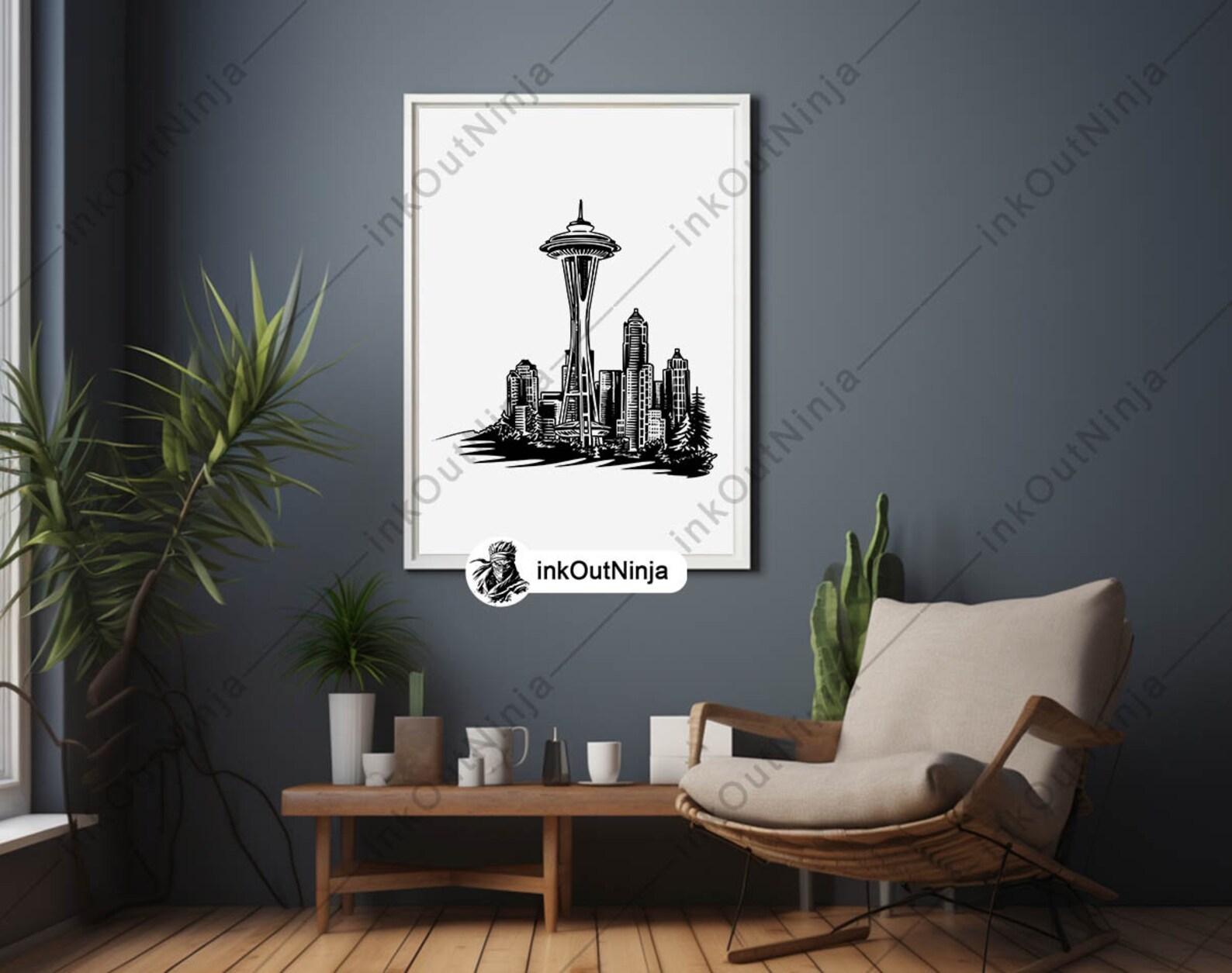 Seattle Skyline Vector Art | Space Needle Cityscape PNG for Stickers ...