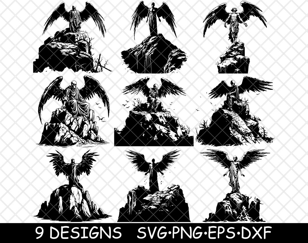 Death Angel Dark Grim Azrael Thanatos Abyss Afterlife Laser File SVG ...