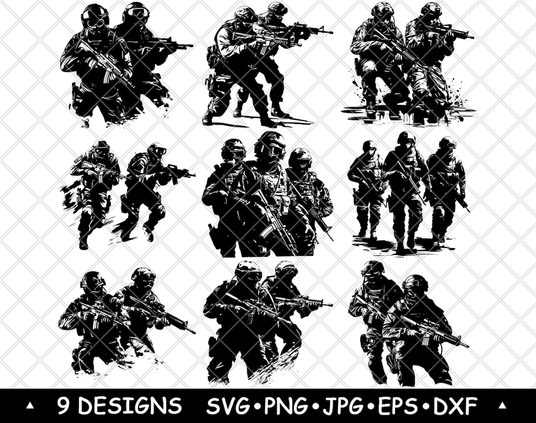 US Police SWAT Tactical Team Army Unit Soldier Military Service Svg,dxf ...