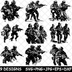 US Police SWAT Tactical Team Army Unit Soldier Military Service Svg,dxf ...
