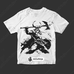 Viking Warrior Axe Shield Battle Armor Norse Combat Art Laser File SVG PNG JPG Grayscale Burn ...