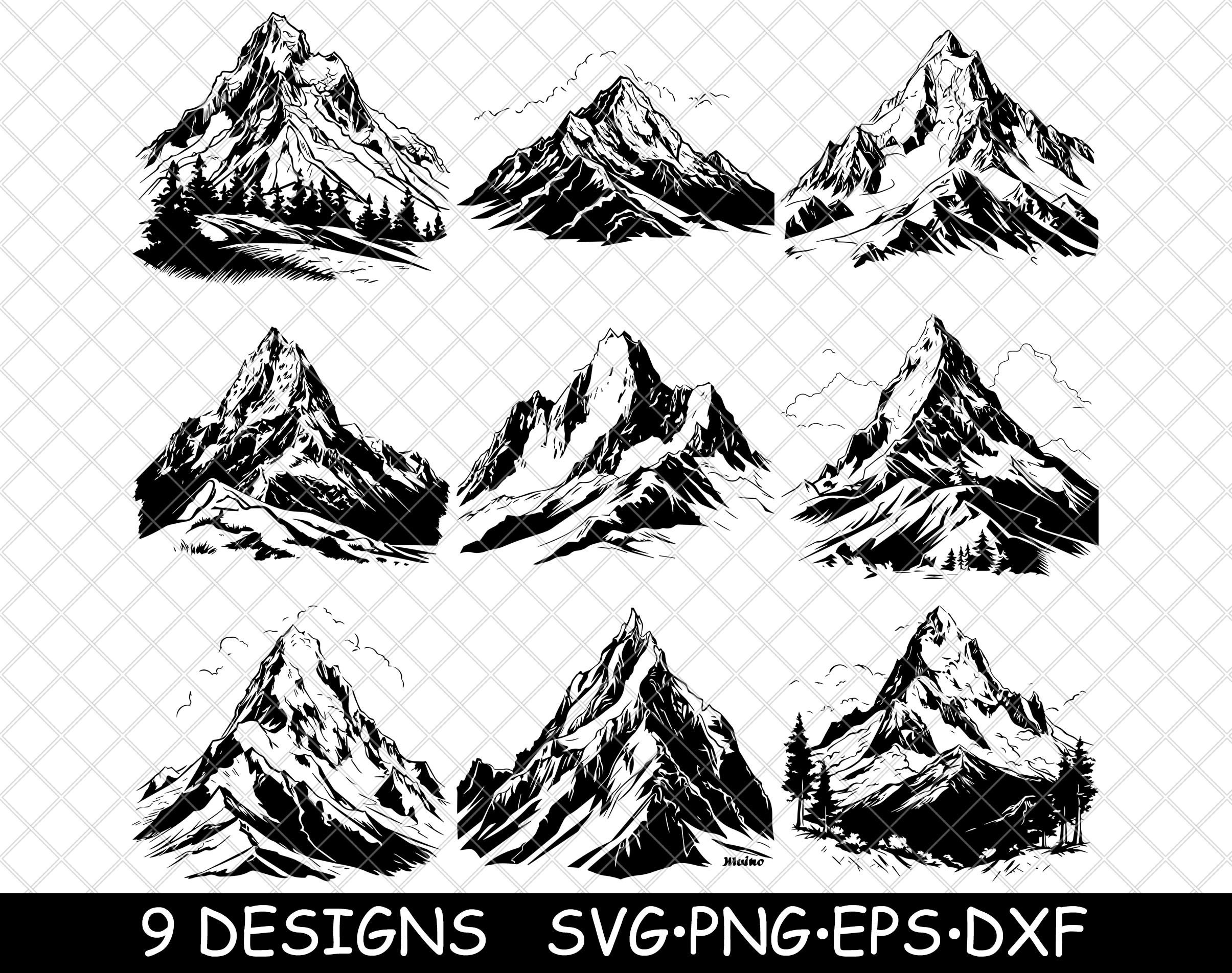 Mountain Peak SVG Bundle Alpine Landscape Clipart Snowy Summit Vector ...