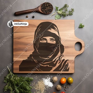 Muslim Woman Hijab Veil Burqa Female Cover Niqab Chador Laser File SVG ...