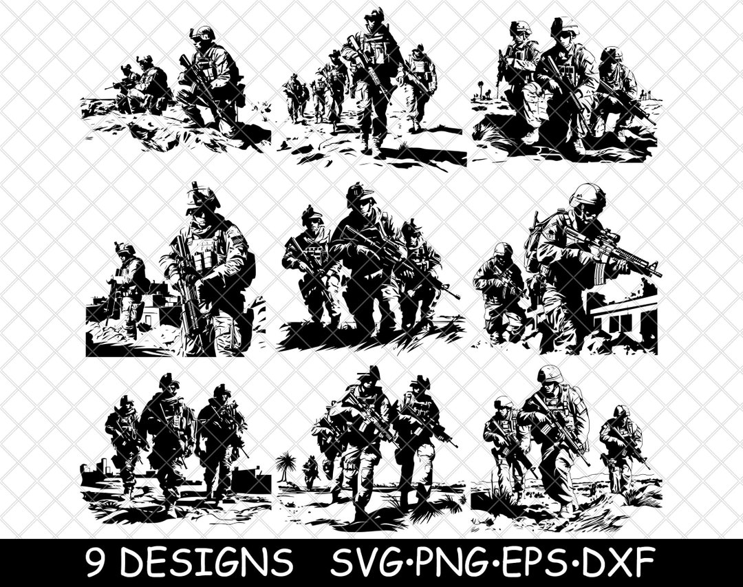 US Military Operation War Army Troops Battle Armed Soldier Veteran Svg ...