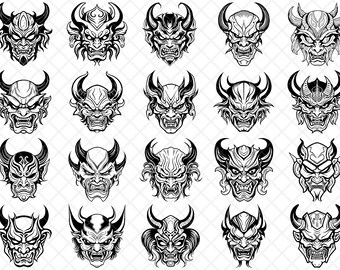 Oni Mask Oni Mask Svg Oni Tattoo Oni Mask Tattoo Oni Art - Etsy