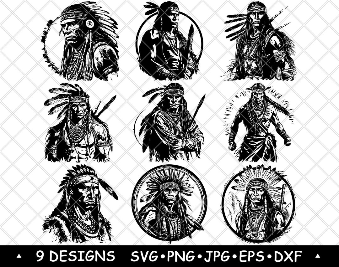 Native American Indian Warrior Tribal Fight Chief Navajo Laser File SVG ...
