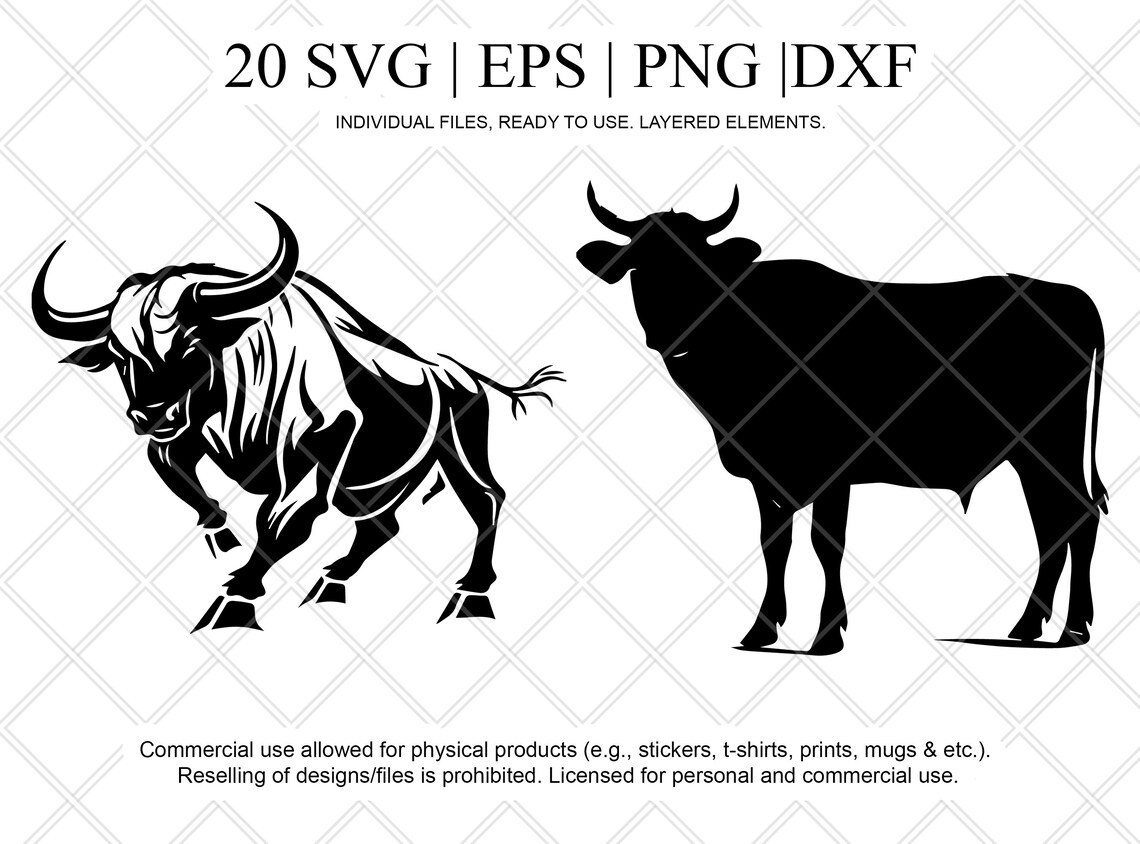 20 Cow and Bull Designs Bundle PNG SVG EPS Dxf Files for - Etsy Canada