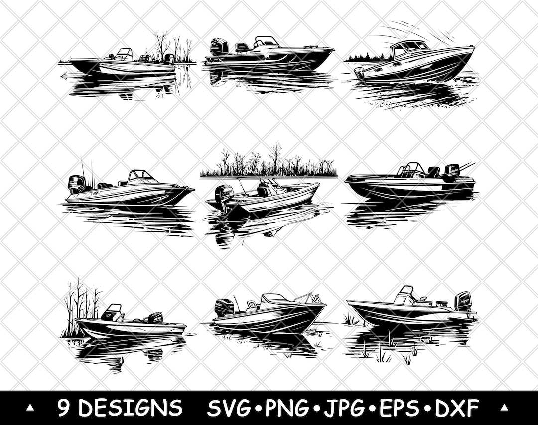 Bass Fishing Boat Angler Watercraft Sport Casting Skiff Largemouth Svg ...