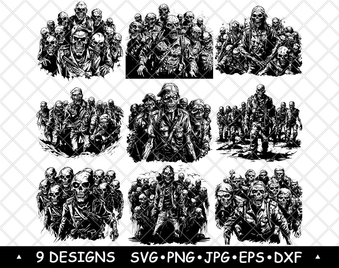Zombie Undead Skeleton Army Corpse Skull Halloween Dead Laser File SVG ...