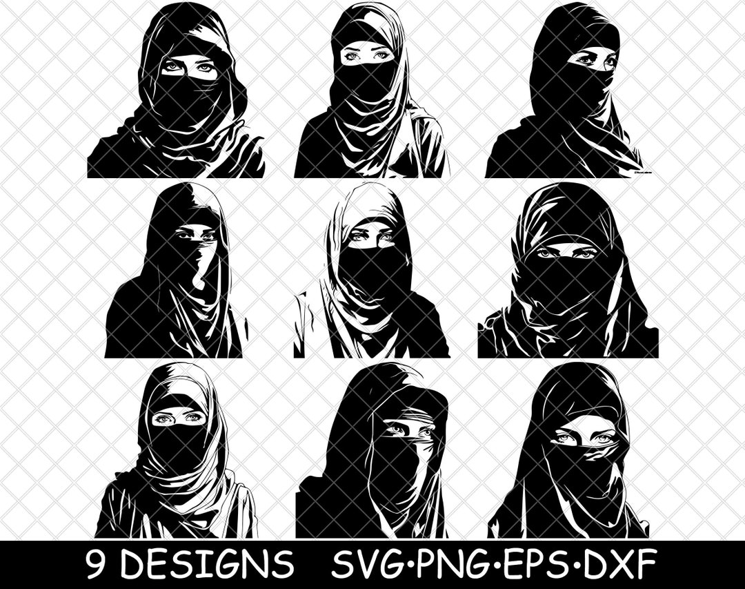Muslim Woman Hijab Veiled Burqa Islamic Female Niqab Chador Lady Svg ...