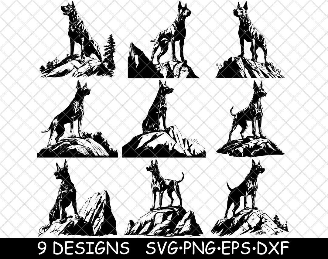 Doberman Pinscher Dog Canine Puppy Pedigree Fur Purebred Pet Loyal Svg ...