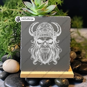 Viking Skull Head Norse Valhalla Helmet Medieval Cnc Board Coaster ...