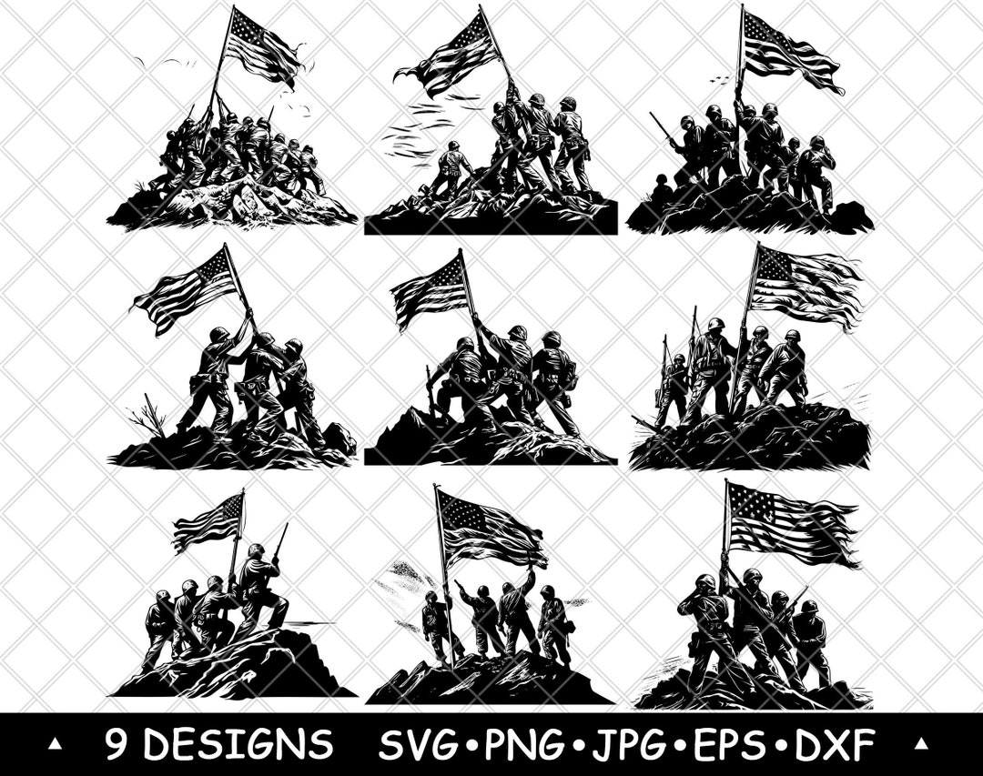 Iwo Jima Flag Raising American Mount Suribachi World War II Battle Svg ...